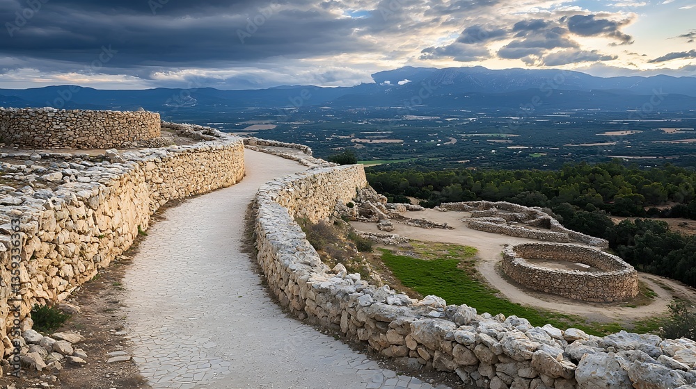 Dramatic aerial view showcasing ancient ruins and architectural ...
