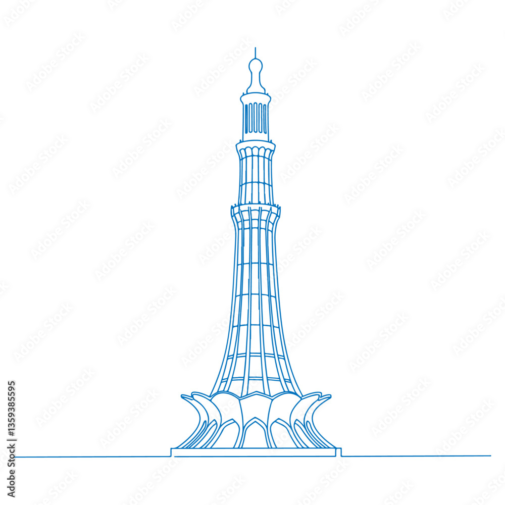 Minimalist Architectural Line Drawing of Minar-e-Pakistan – Historic ...