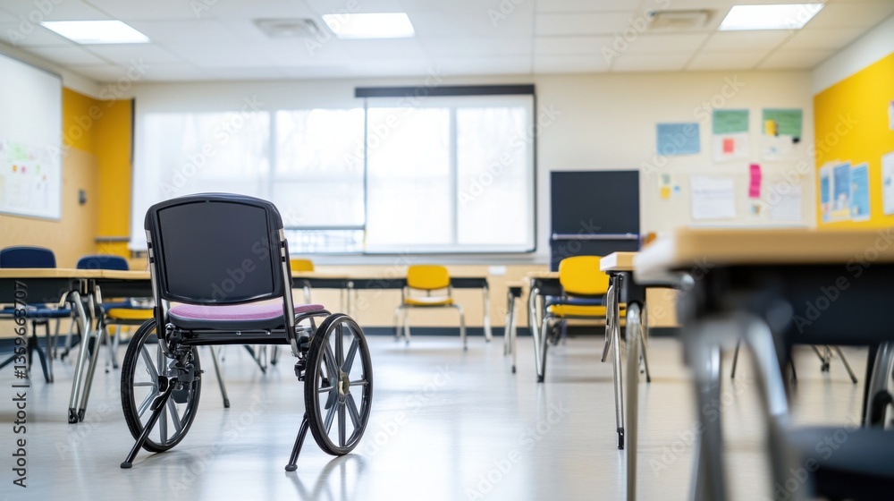 Disability support in a school classroom with assistive technology ...