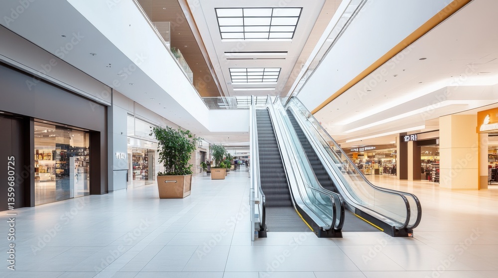 Disability support in a shopping center with wide aisles and elevators. Featuring ease and ...