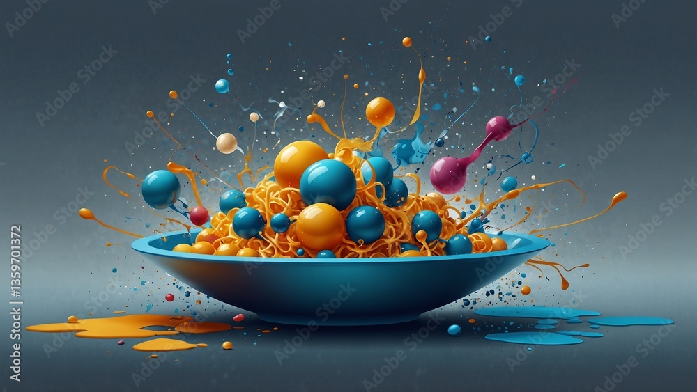 Vector art, stylized molecular cuisine concept with geometric shapes ...