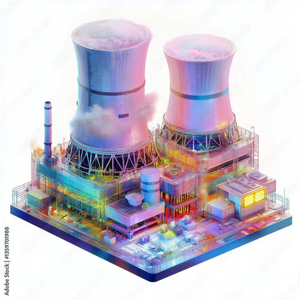 Small Modular Reactor nuclear grid energy. SMR. Electricity renewable ...