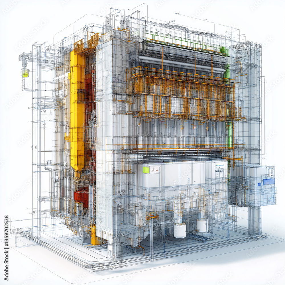 Стоковая иллюстрация «Small Modular Reactor nuclear grid energy. SMR ...