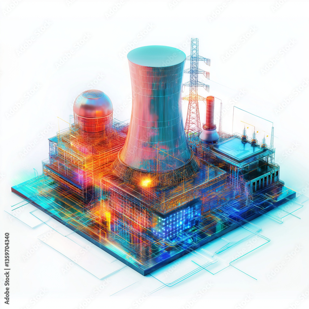 Small Modular Reactor nuclear grid energy. SMR. Electricity renewable ...
