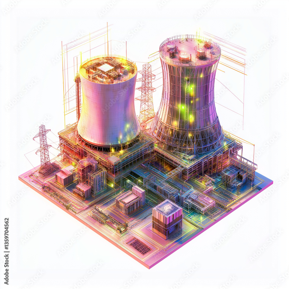 Small Modular Reactor nuclear grid energy. SMR. Electricity renewable ...