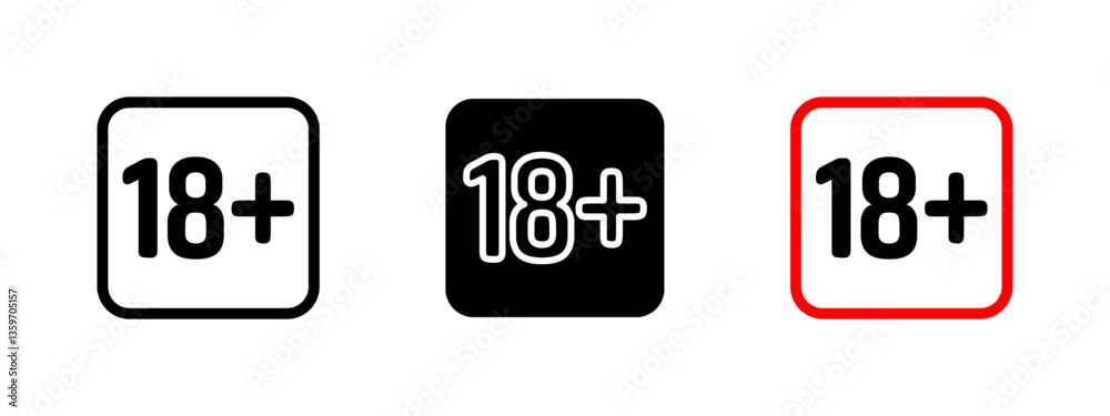 Age restriction icon. 18 plus sign vector illustration. Symbol ...