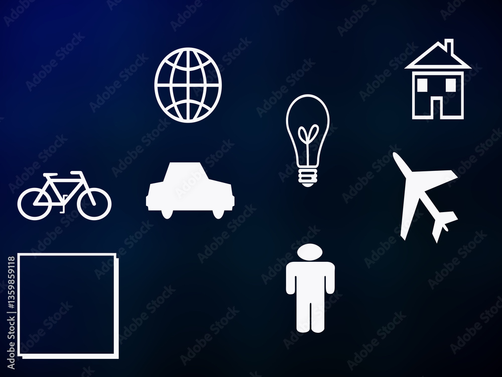 Top view, transportation business address icons shape isolated dark ...