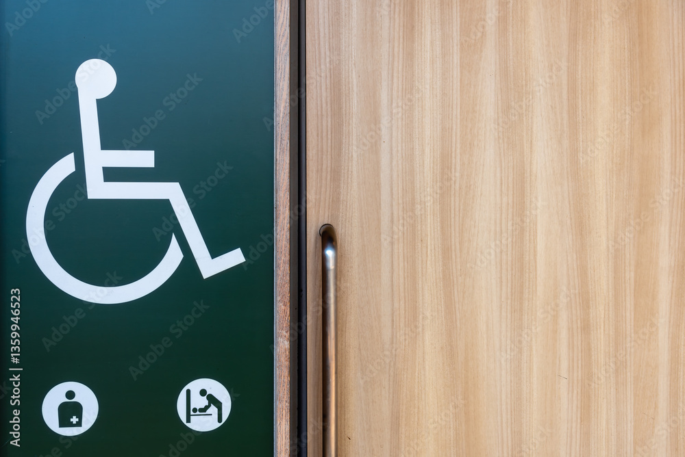 Handicaped toilet sign at toilet door public restroom for disabled ...