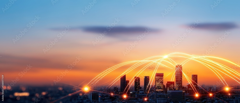 Strategic alliances transforming a futuristic city skyline urban center ...