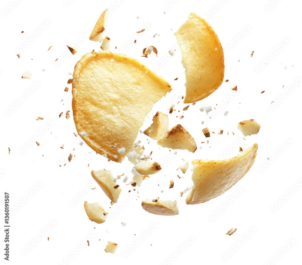 PNG Potato Chip background explosion fragments. Stock Photo | Adobe Stock