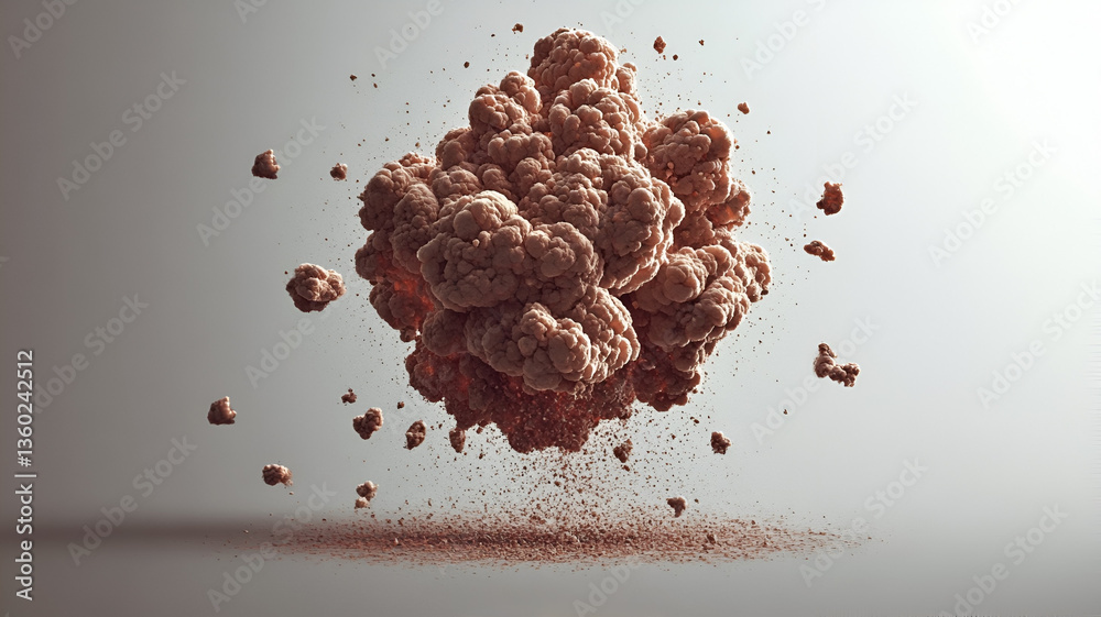 explosion of dust and debris creating dramatic cloud effect in neutral ...