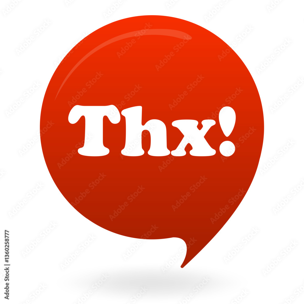 เวกเตอร์ Stock Thank you set icon. Red bubble with thx abbreviation ...