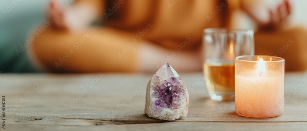 Mindful Meditation Sanctuary Holistic Wellness Aesthetic with Crystal ...