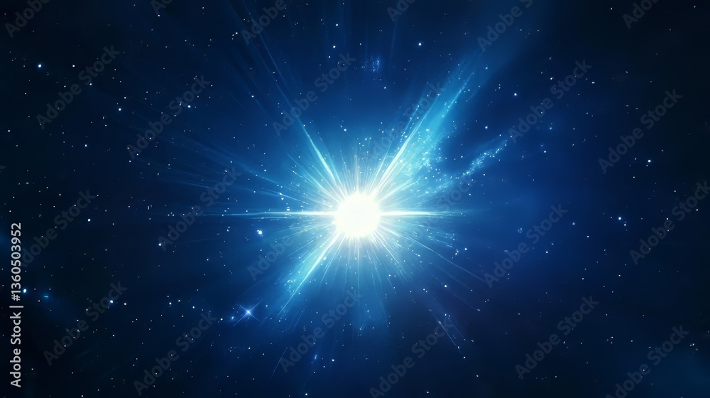 An explosive burst of energy with glowing rays, bright blue beams, and ...