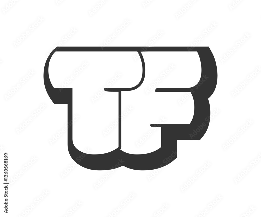 TF logo, bubble comic lettering, rounded in graffiti style black and ...