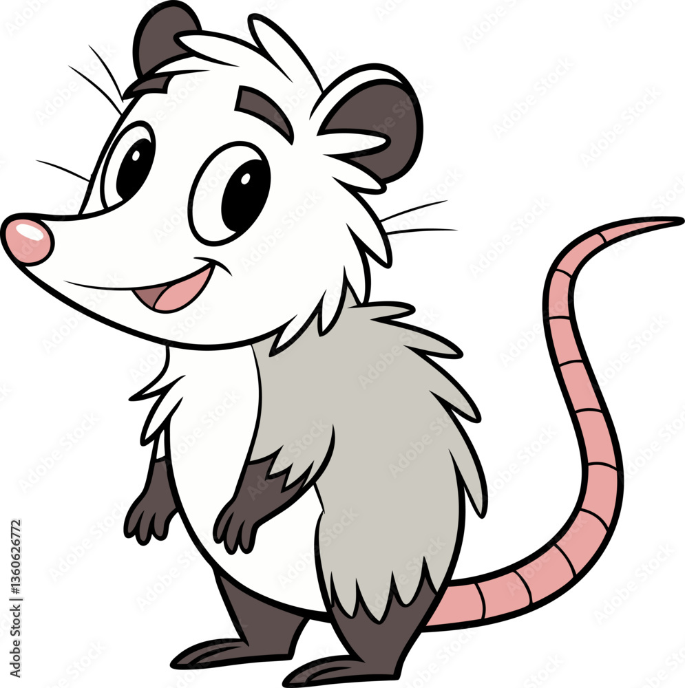 cartoon smiling opossum on white vector Stock Vector | Adobe Stock