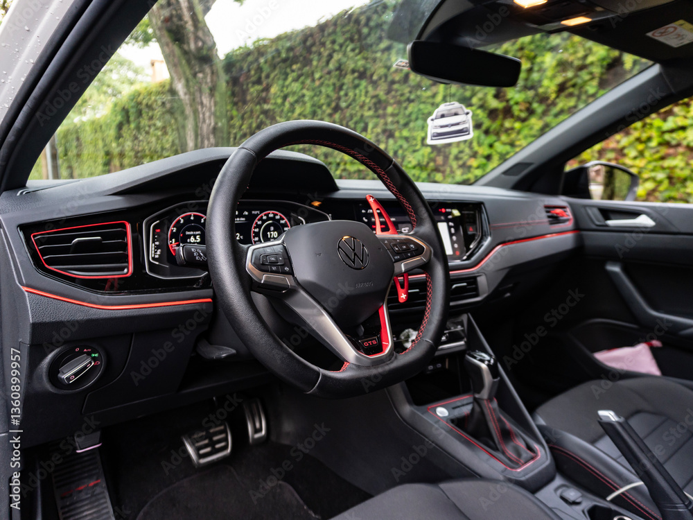 Volkswagen Polo GTS full dashboard view, Hot hatch sports car cockpit ...