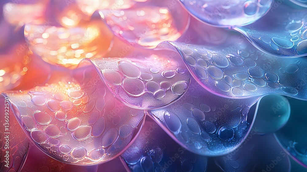 Seamless translucent glassfish scale texture with glowing pink and blue ...