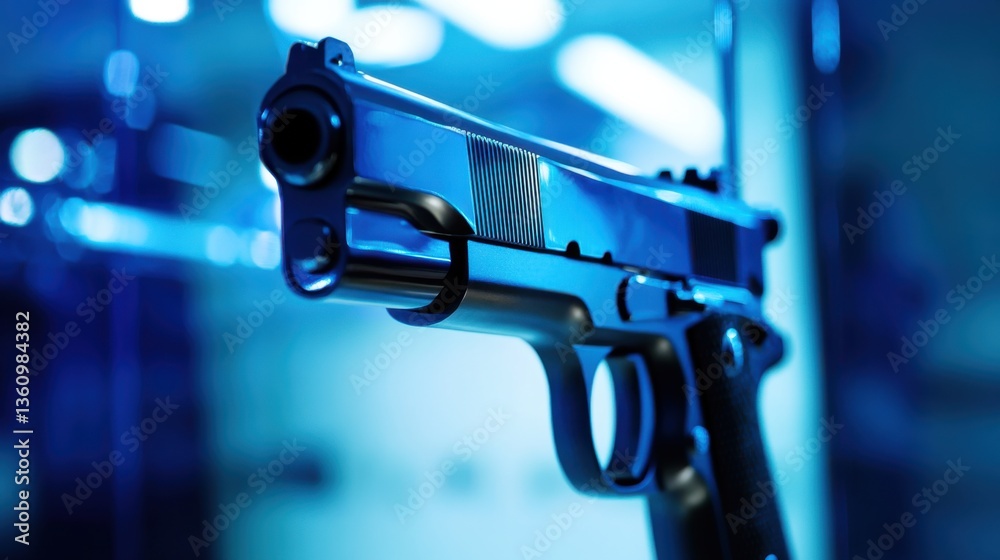 Prohibited weapons displayed in a museum exhibit on weapon control ...