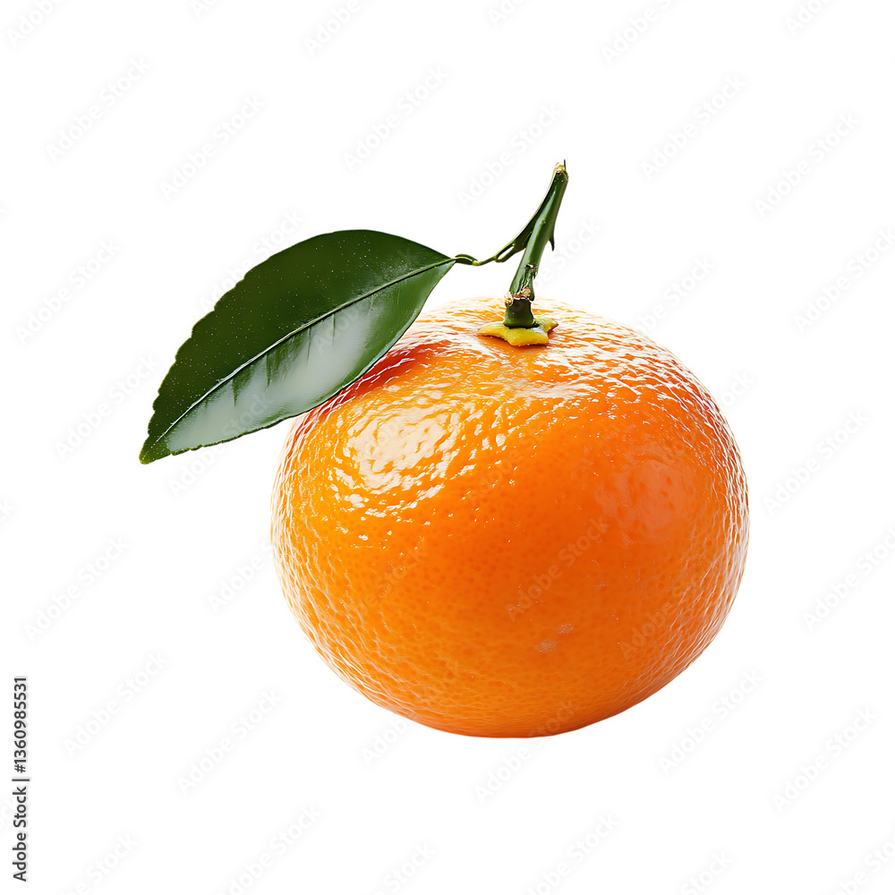 Single Fresh Mandarin Orange with Leaf against transparent background ...
