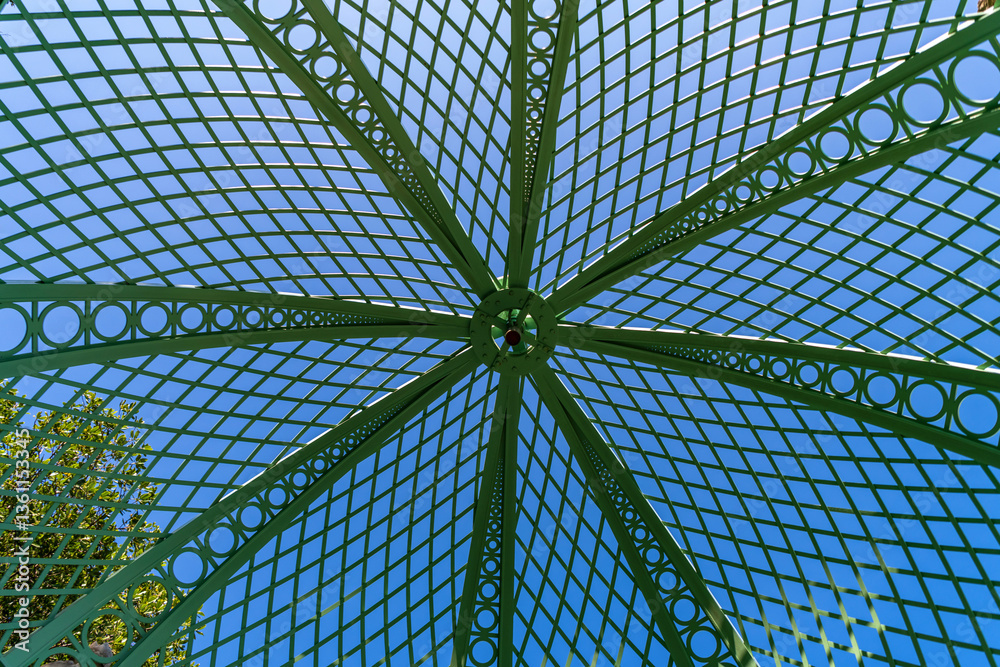 Iron structure dome background. Architectural detail. Iron roof design ...
