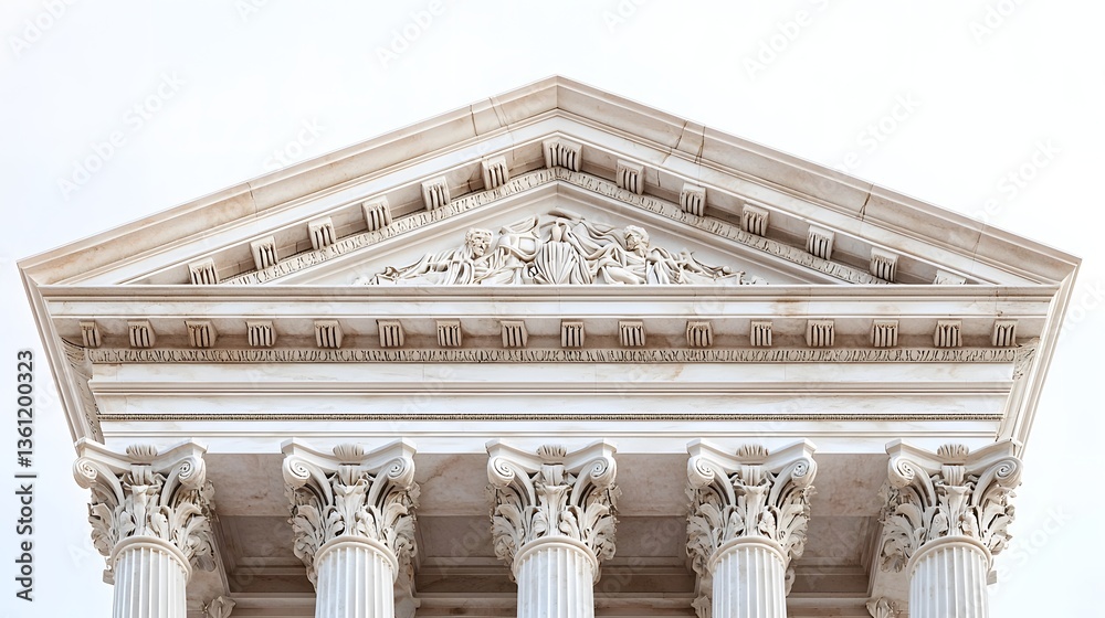 Graceful Greek Ionic Temple with Balanced Classical Proportions and ...
