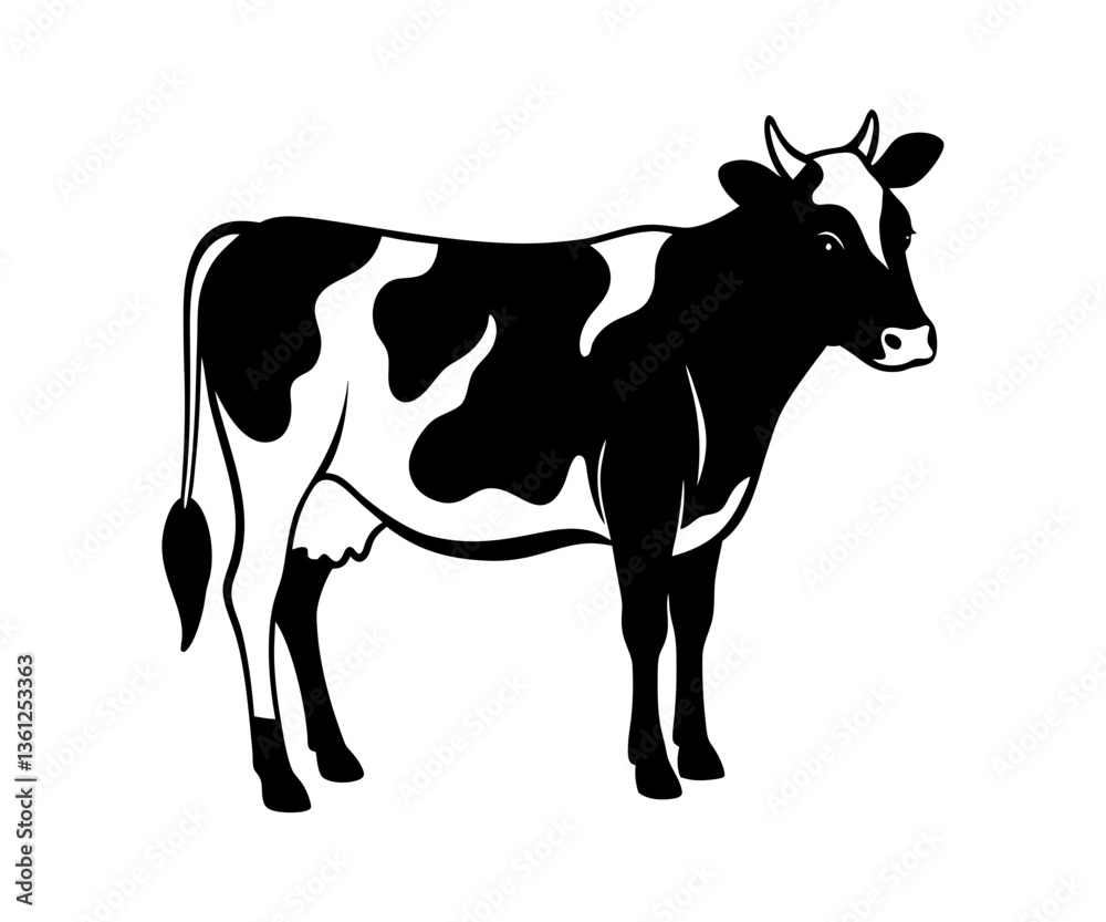 Black and White cow vector black silhouette vector illustration white ...