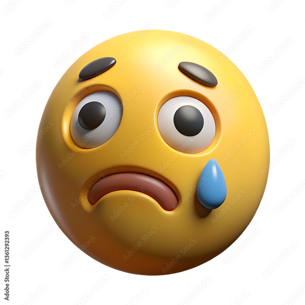 3D yellow smiley face with a cheerful crying expression and emotion ...