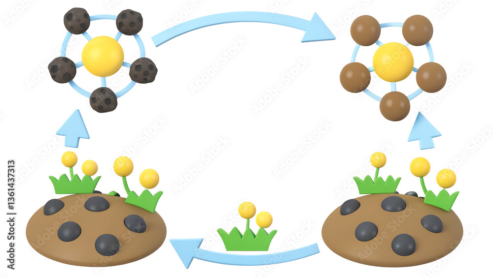 Carbon Cycle Diagram Decomposition Illustration depicting molecular ...