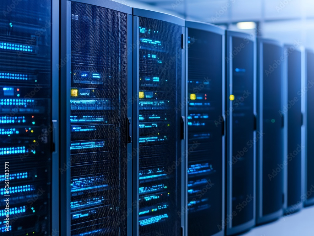 Modern data center server room technology hub digital infrastructure high-tech environment ...