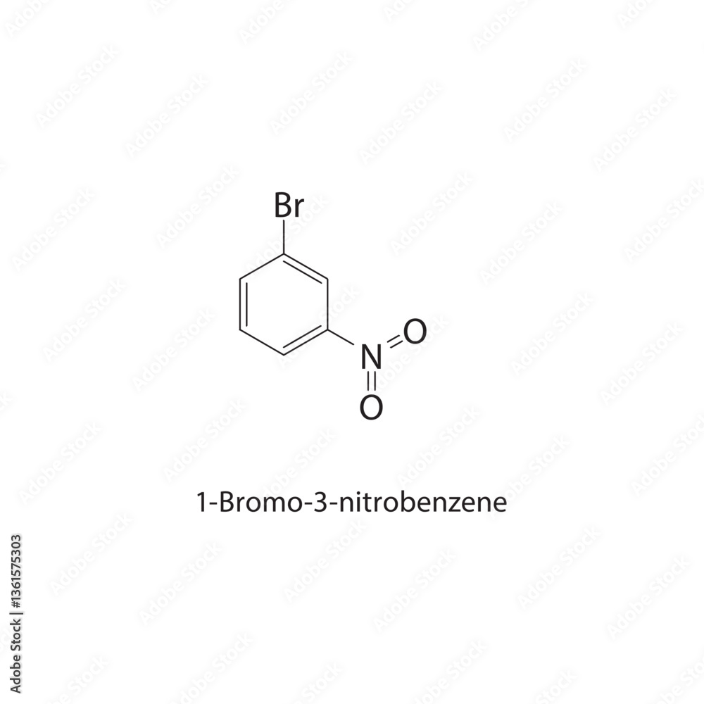 1-Bromo-3-nitrobenzene skeletal structure. Nitrobenzene derivative ...