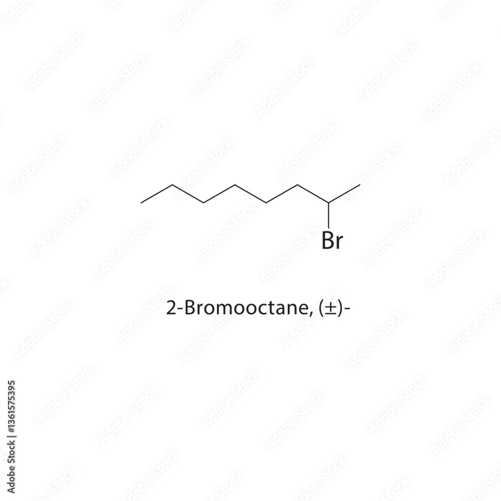 2-Bromooctane, (±)- skeletal structure. Alkyl bromide compound ...