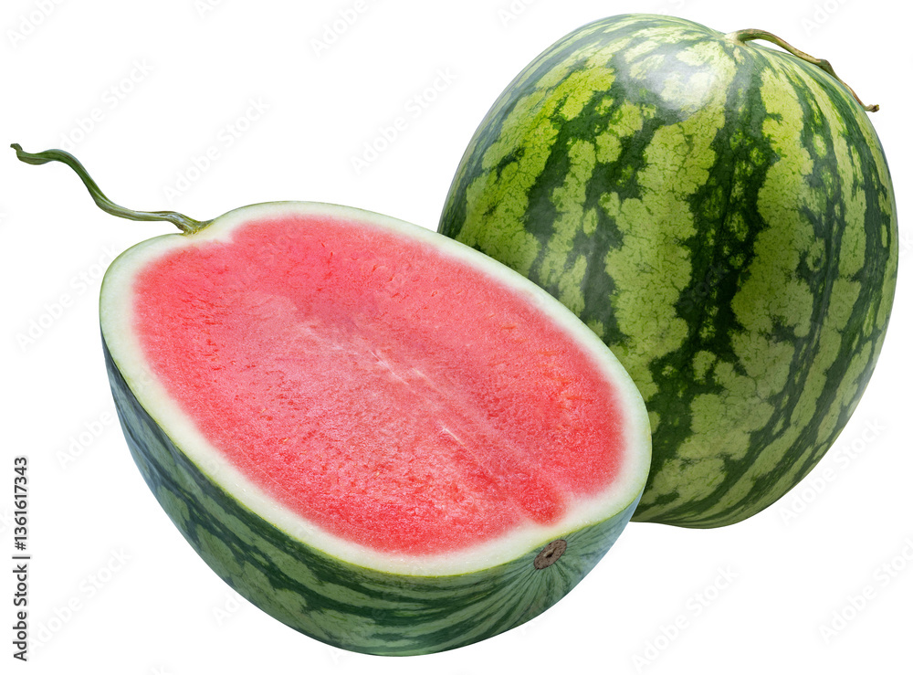 Red watermelon on white background. Watermelon seedless tropical fruit ...