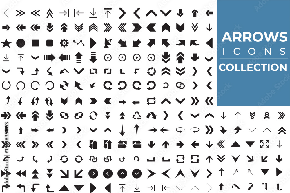 Arrow Icons Collection – Vector Direction Symbols, Navigation, UI Design Stock Vector | Adobe Stock