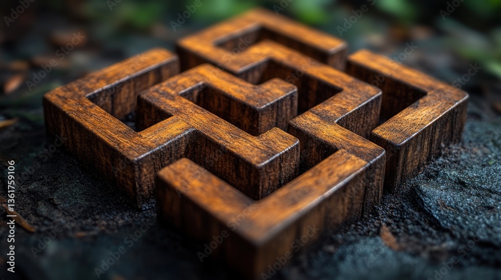 Wooden Square Maze Representing Choice, Direction, and Fear of Better ...