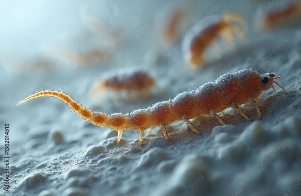 Microscopic view of soil nematodes microbes in compost on farm ...