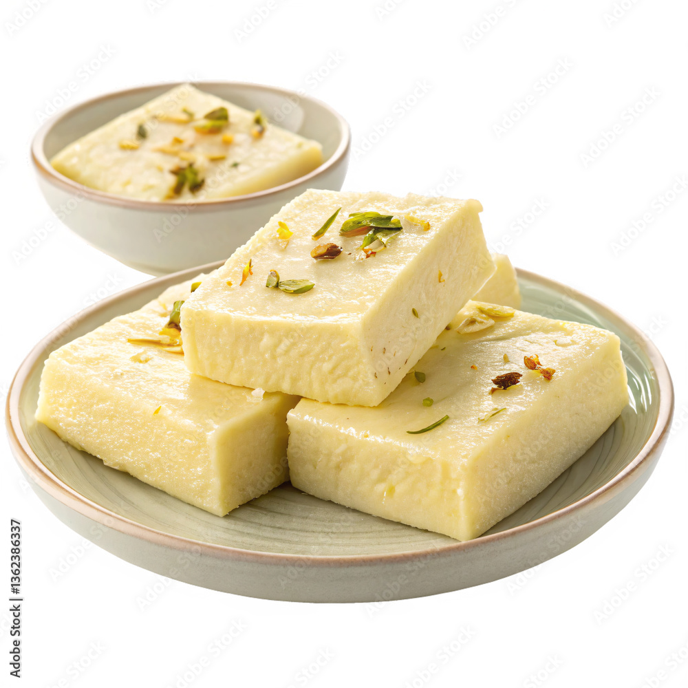 traditional kalakand sweet with nuts isolated on transparent background ...