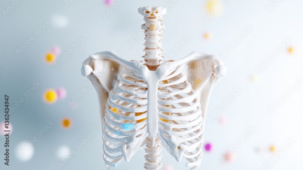 Anatomical model of the human rib cage. A detailed representation of ...