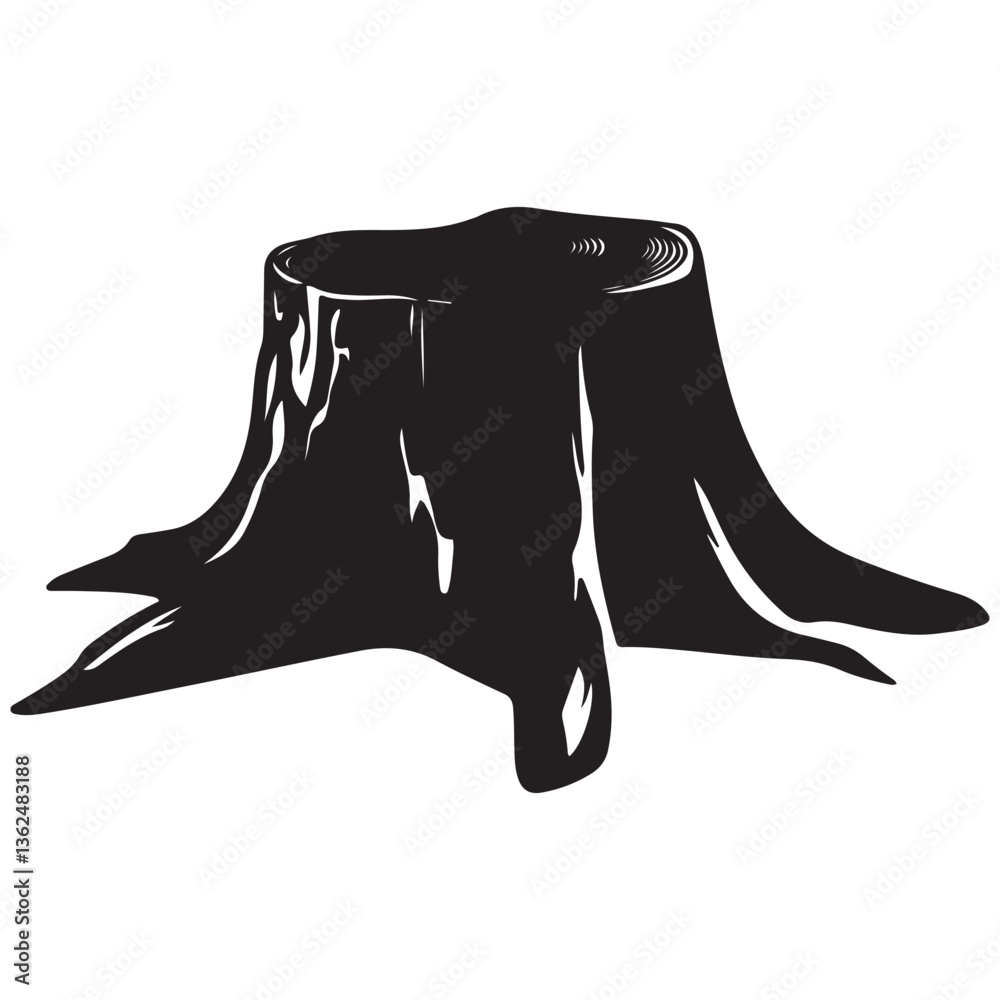 Tree stump sihouette vector Black, stump icon. stump line art vector ...