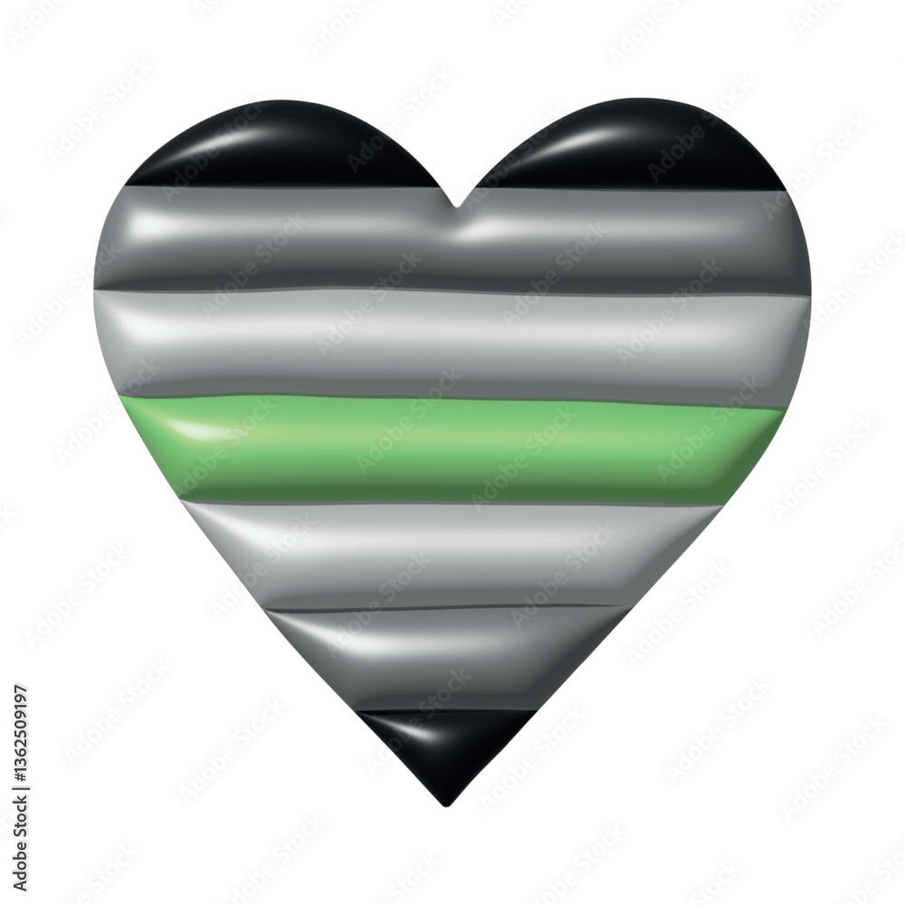 Colorful heart shape Agender pride flag Happy pride day LGBTQ community ...