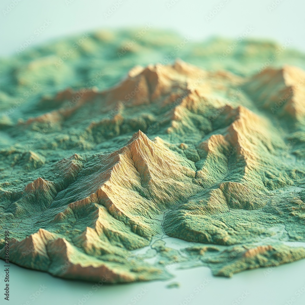 Stock-Illustration „Detailed Topographic Map Render: Depiction of ...