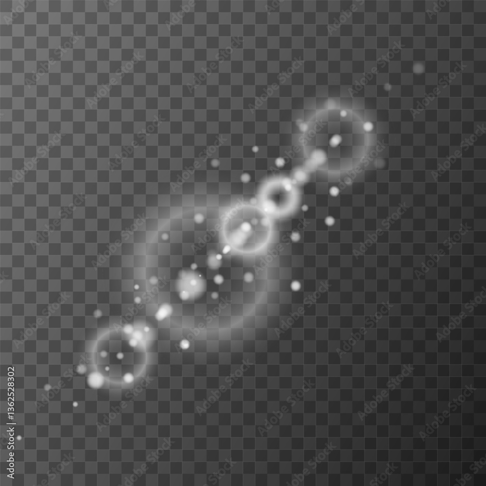 The dust sparks and stars shine with special light. Vector sparkles on ...