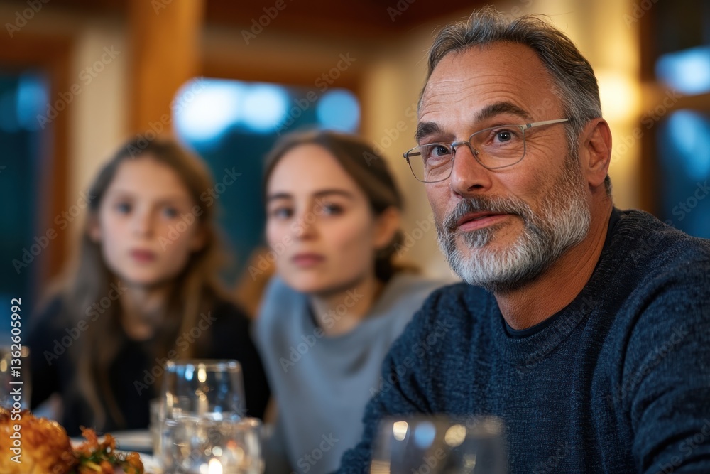 An older man shares a heartfelt moment with two young girls who are ...