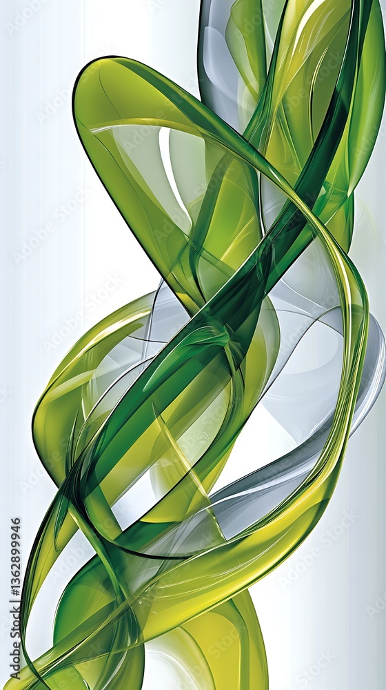 Emerald green translucent waves intertwine abstract digital rendering ...
