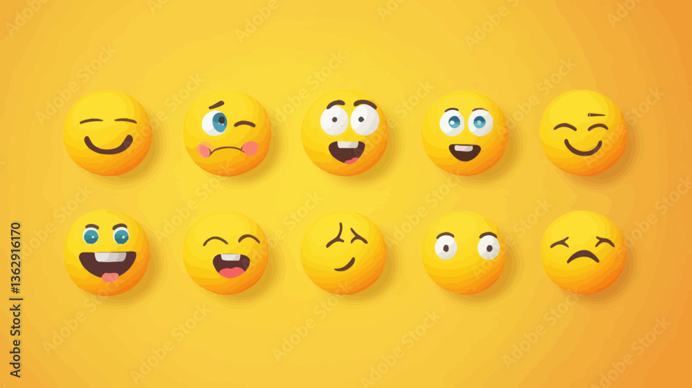 WhatsApp Emoji Vector Set - Complete Range of Facial Expressions in 100 ...
