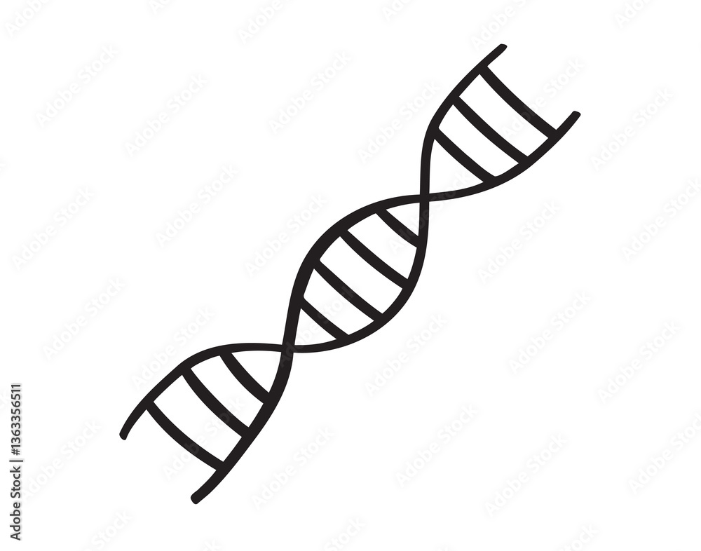 Chemical medicine dna structure doodle hand drawn icon. Outline drawing ...
