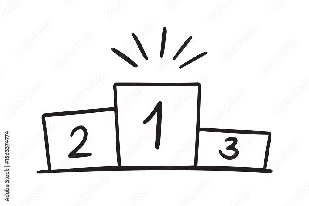 winner podium icon doodle hand drawn. Outline drawing winner podium 1 ...