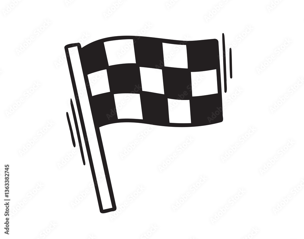 racing flag icon doodle hand drawn. Outline drawing racing flag line ...