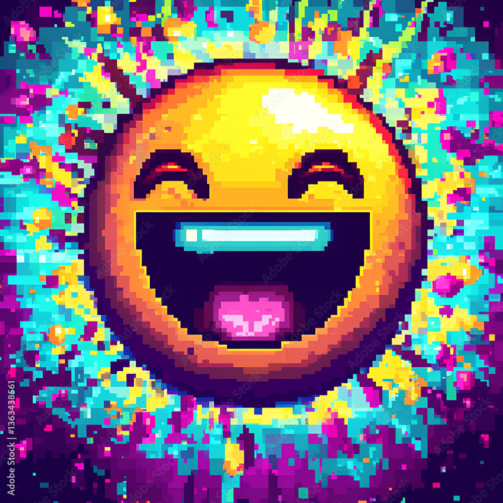 Design a vibrant YouTube thumbnail featuring a large, central pixelated ...