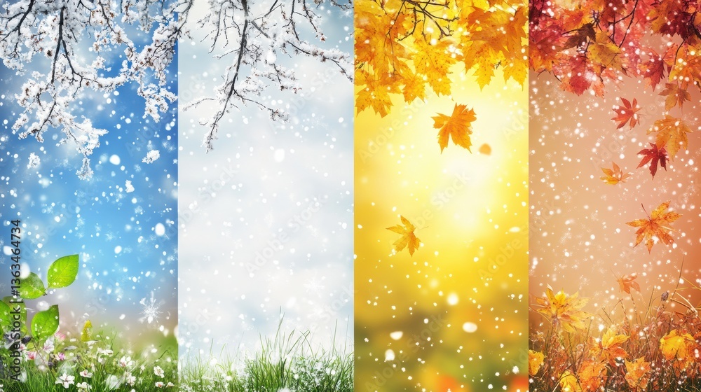 Showcasing the beauty of four distinct seasons in an elegant vertical ...